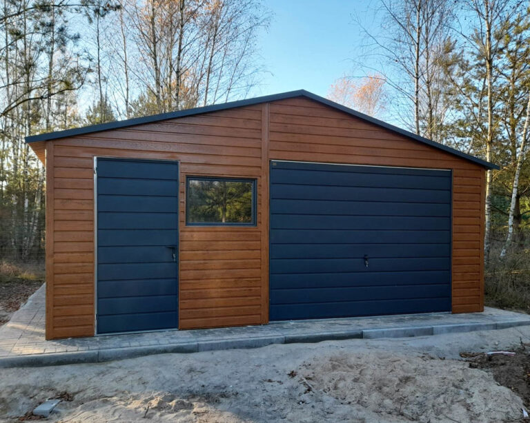 Garaż dwuspadowy 5x6m - multigloss panel poziomy + brama antracyt ...
